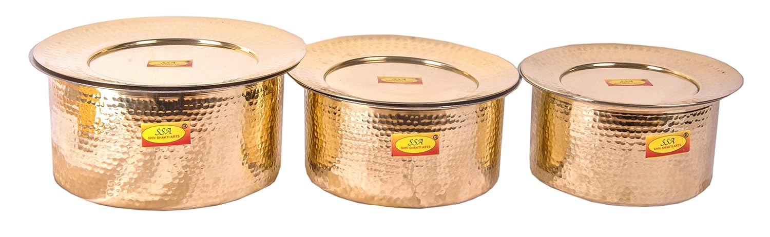 Buy Shiv Shakti Arts Brass Bhagoni Patila Set with Lid Inside Tin ...