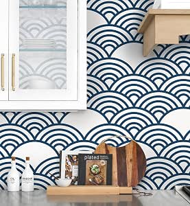 Guvana Geometric Contact Paper Blue Peel and Stick Wallpaper Trellis ...