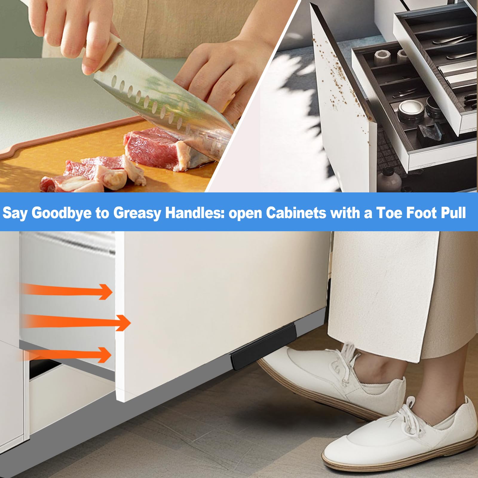 Snapklik.com : Foot Pull For Trash Cabinet Drawer, Hand-Free Design For ...