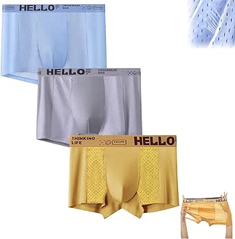 Amazon.com: Hello Underwear for Men, Men's Mesh Ice Silk Underwear, Low ...