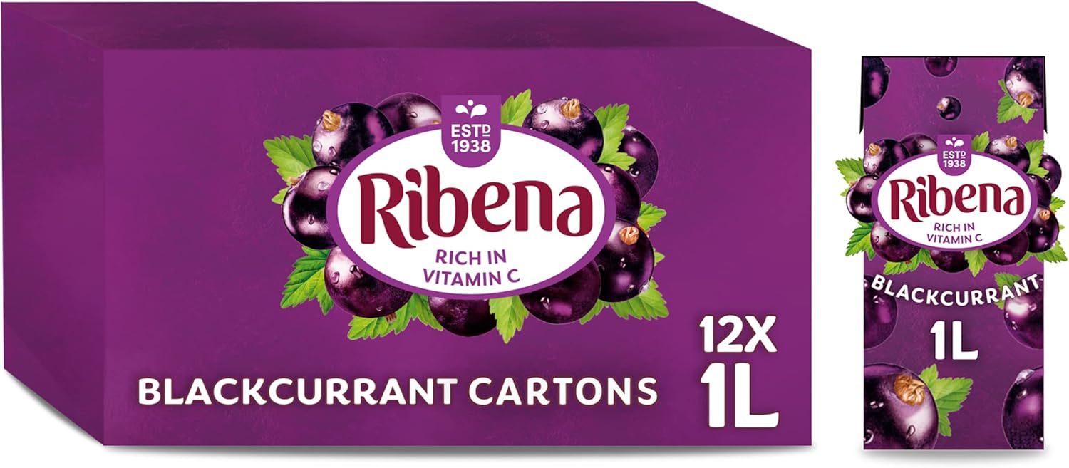 Ribena Blackcurrant Juice Drink Carton 12x1L | Real Fruit | Rich In ...