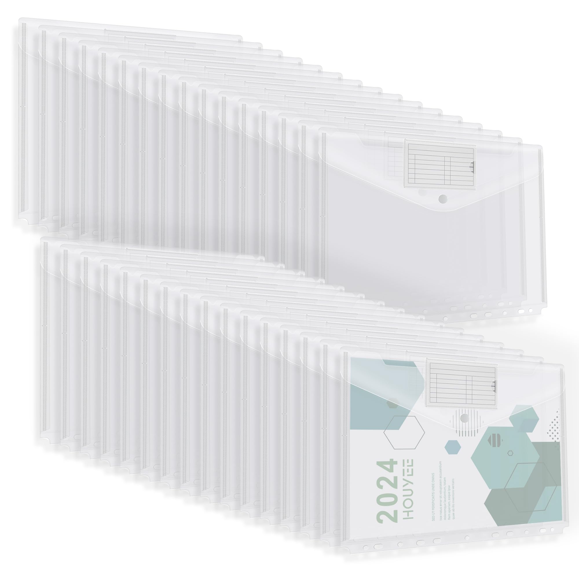 Amazon.com : HOUYEE 32 Pack Binder Pocket, 11 Holes Heavy Duty Clear ...