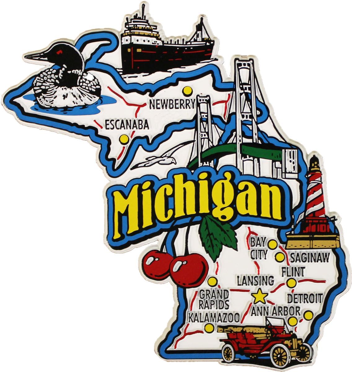 Amazon.com: Michigan State Illustrated Acrylic Magnet – Colorful ...