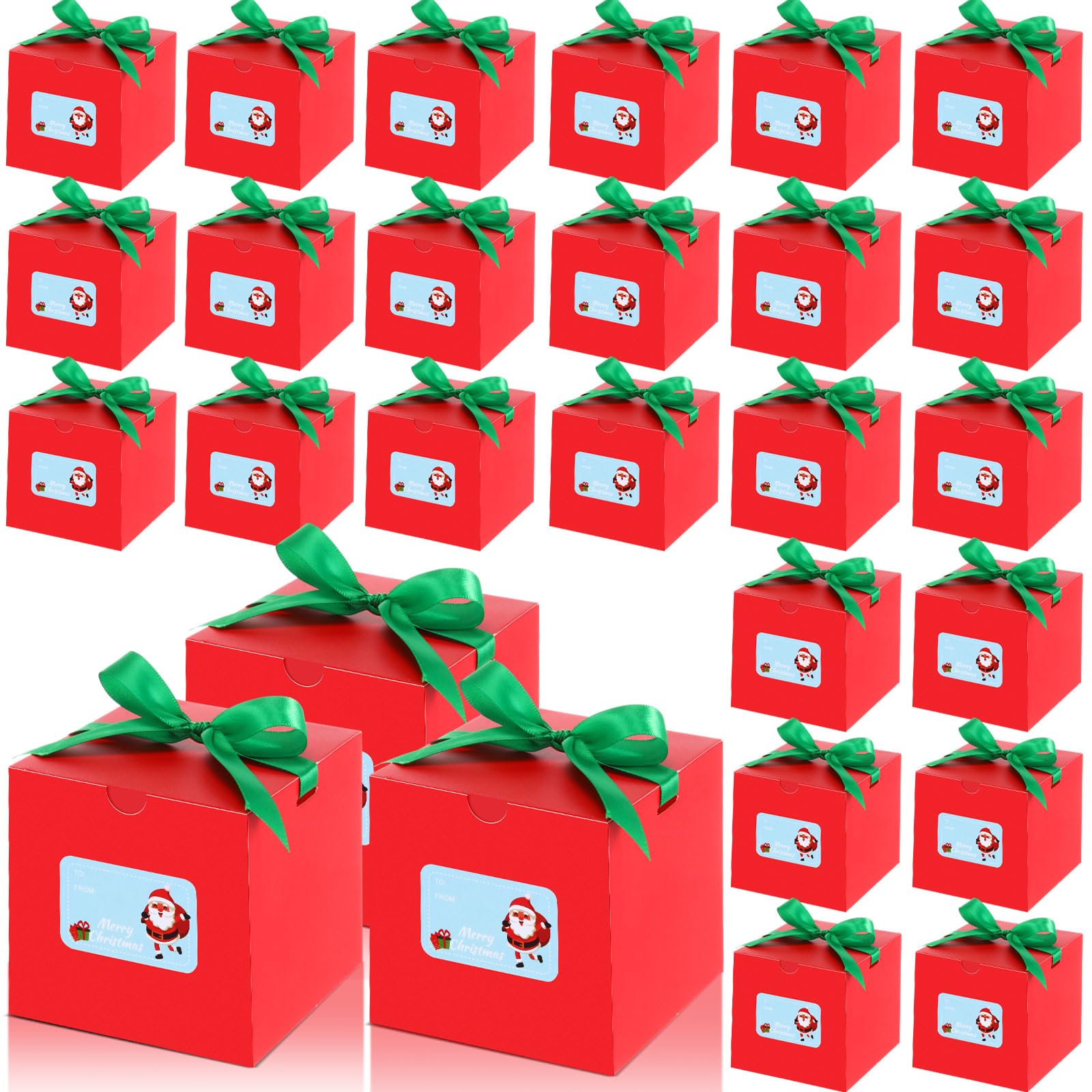 Amazon.com: TecUnite 100 Pack Christmas Red Gift Boxes with Lids Tag ...