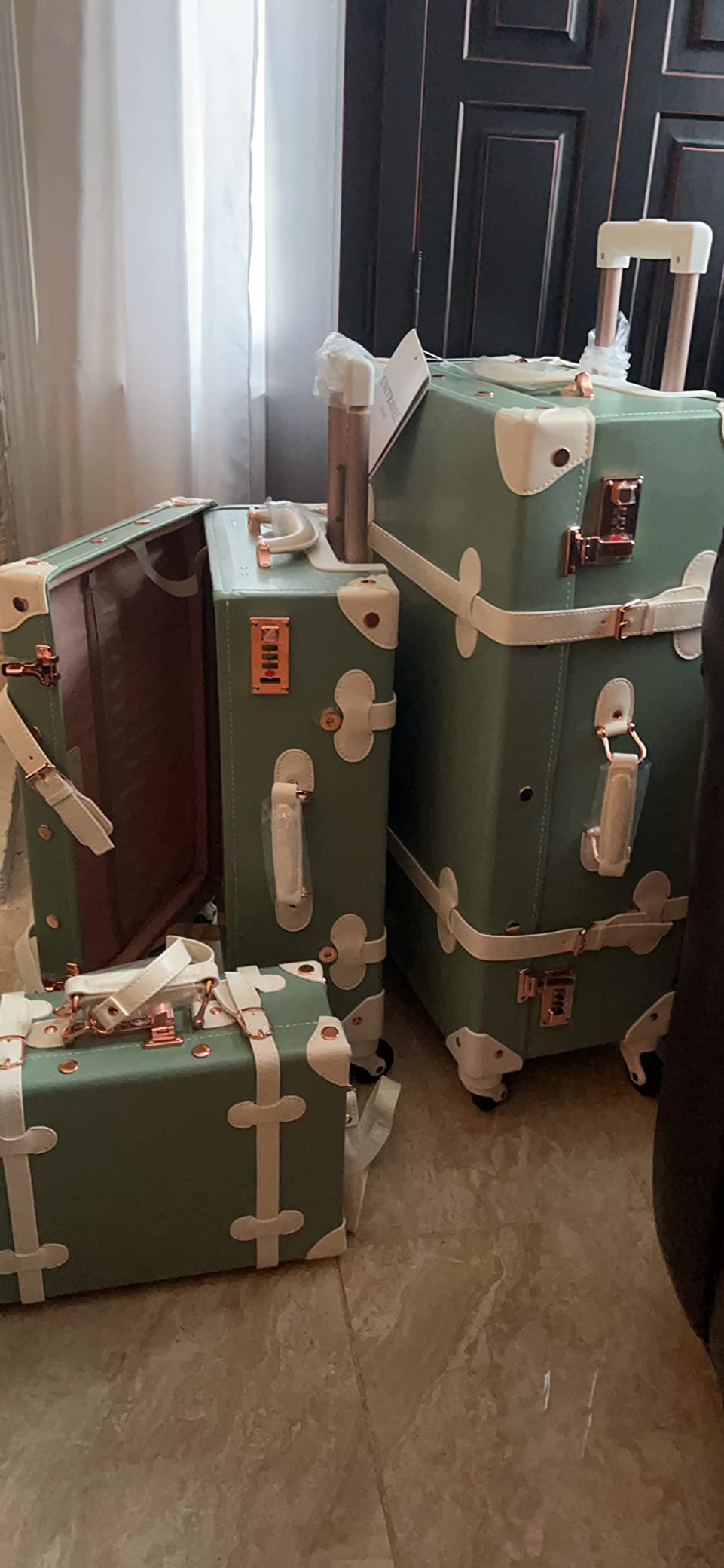 $14/mo - Finance Unitravel 3 Piece Vintage Combination Suitcase Set ...