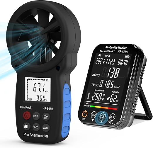 Amazon.com : Anemometer & Air Quality Meter, 866B Wind Speed Meter ...