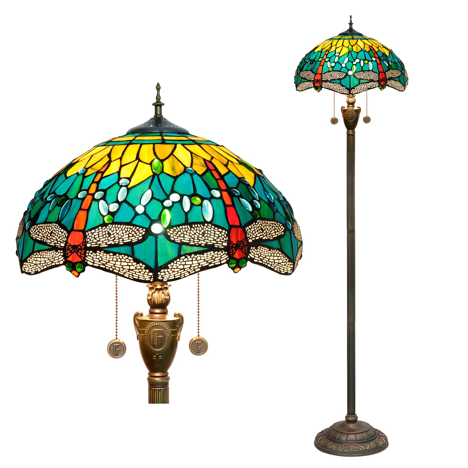 Blivuself Tiffany Floor lamp Stained Glass Lamps for Living Room ...