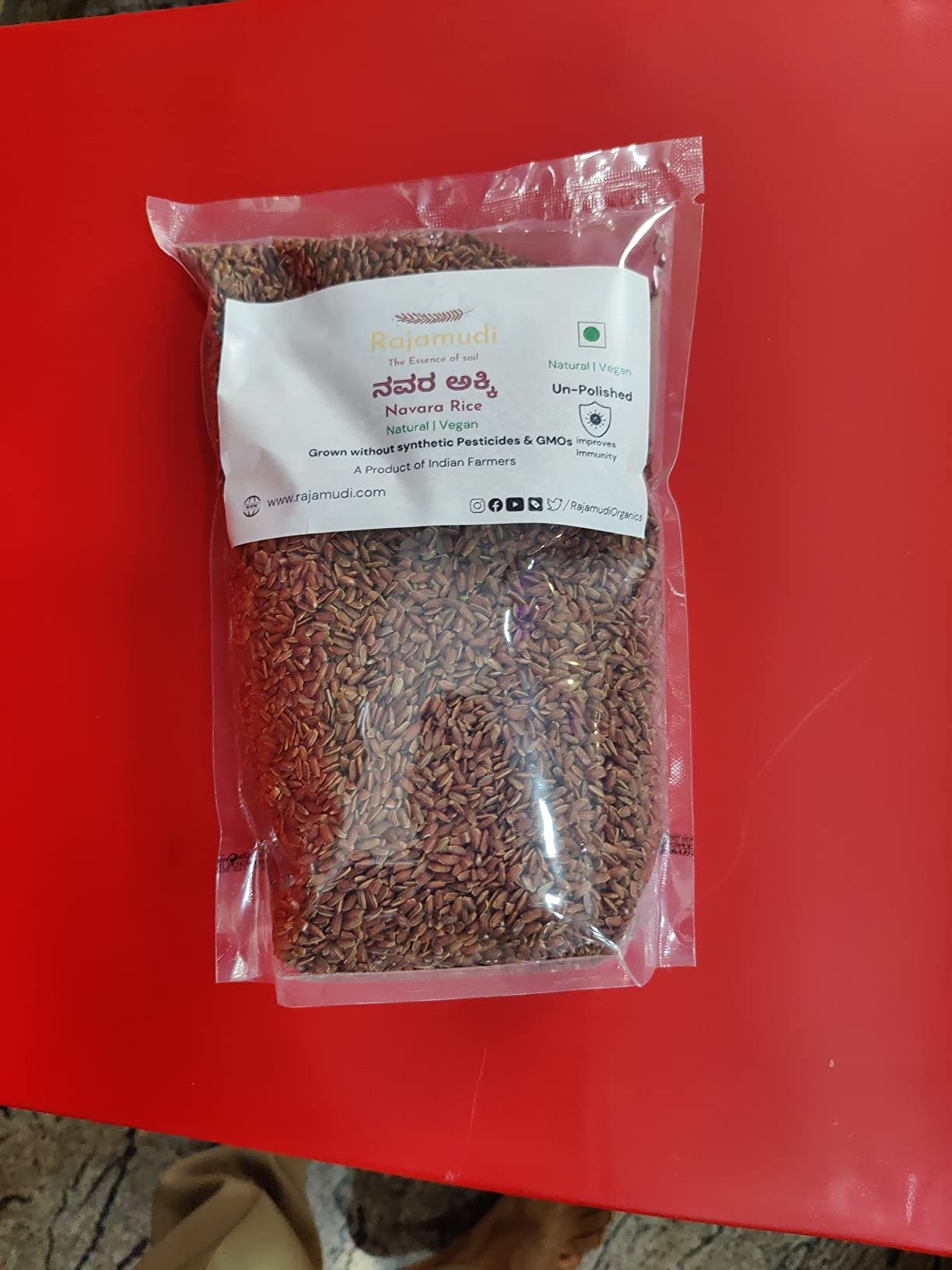 Rajamudi Organics - Authentic Navara Red Rice - 3 kg | Njavara Red Rice ...