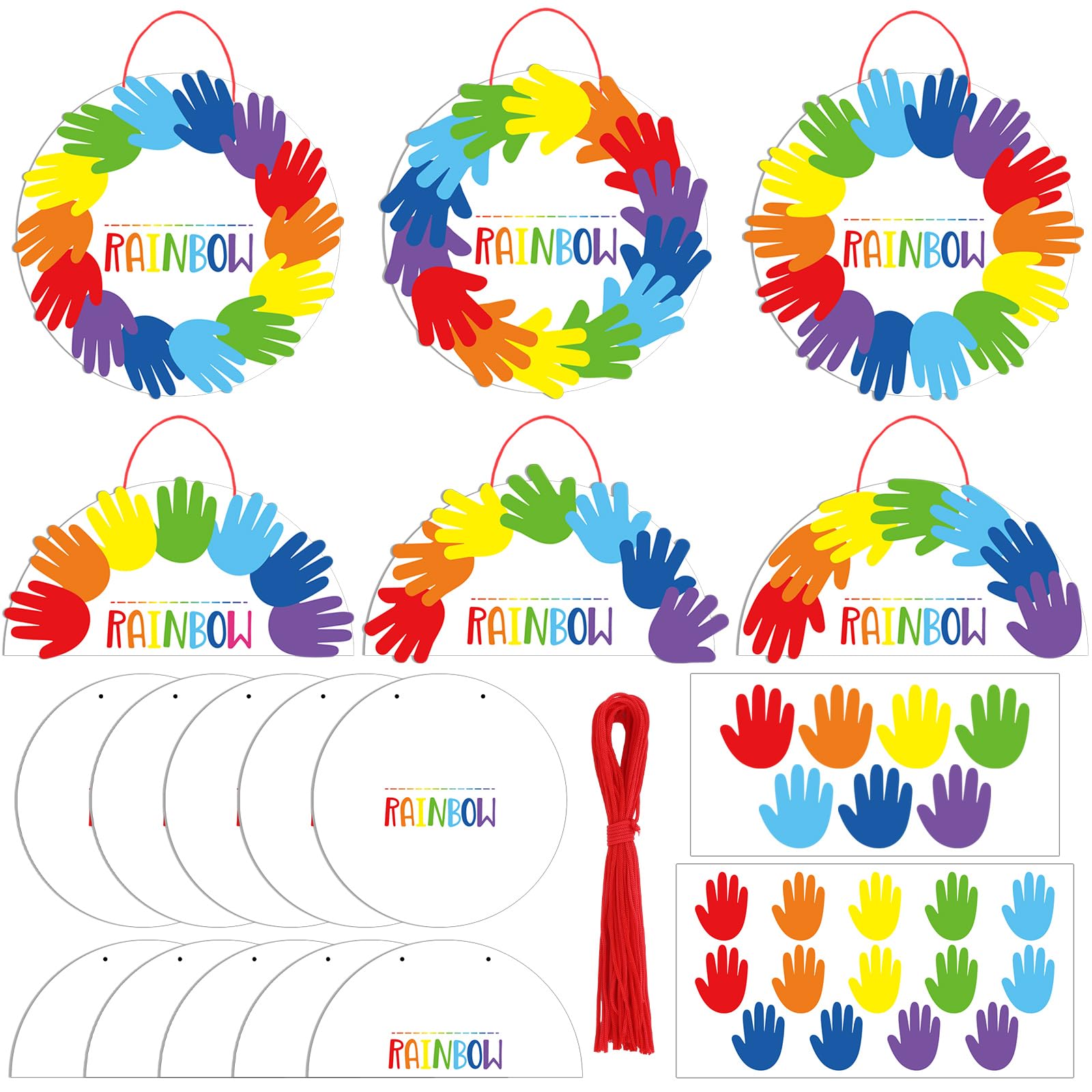 Amazon.com: Briwooody 30 Set Rainbow Handprint Sign Craft Kit for Kids ...