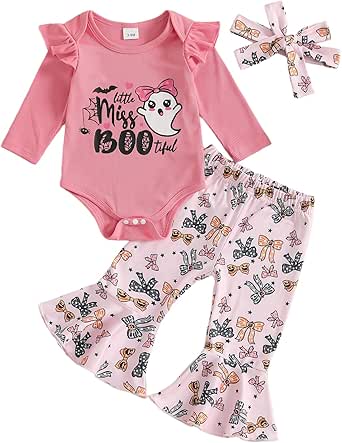 Amazon.com: PUHHAPIEY Newborn Baby Girl Western Clothes New To The Herd Cow Print Long Sleeve ...