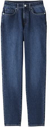 MUJI Women's Jeans Stretch Denim Slim Straight Pants, blue, 21 : Amazon ...