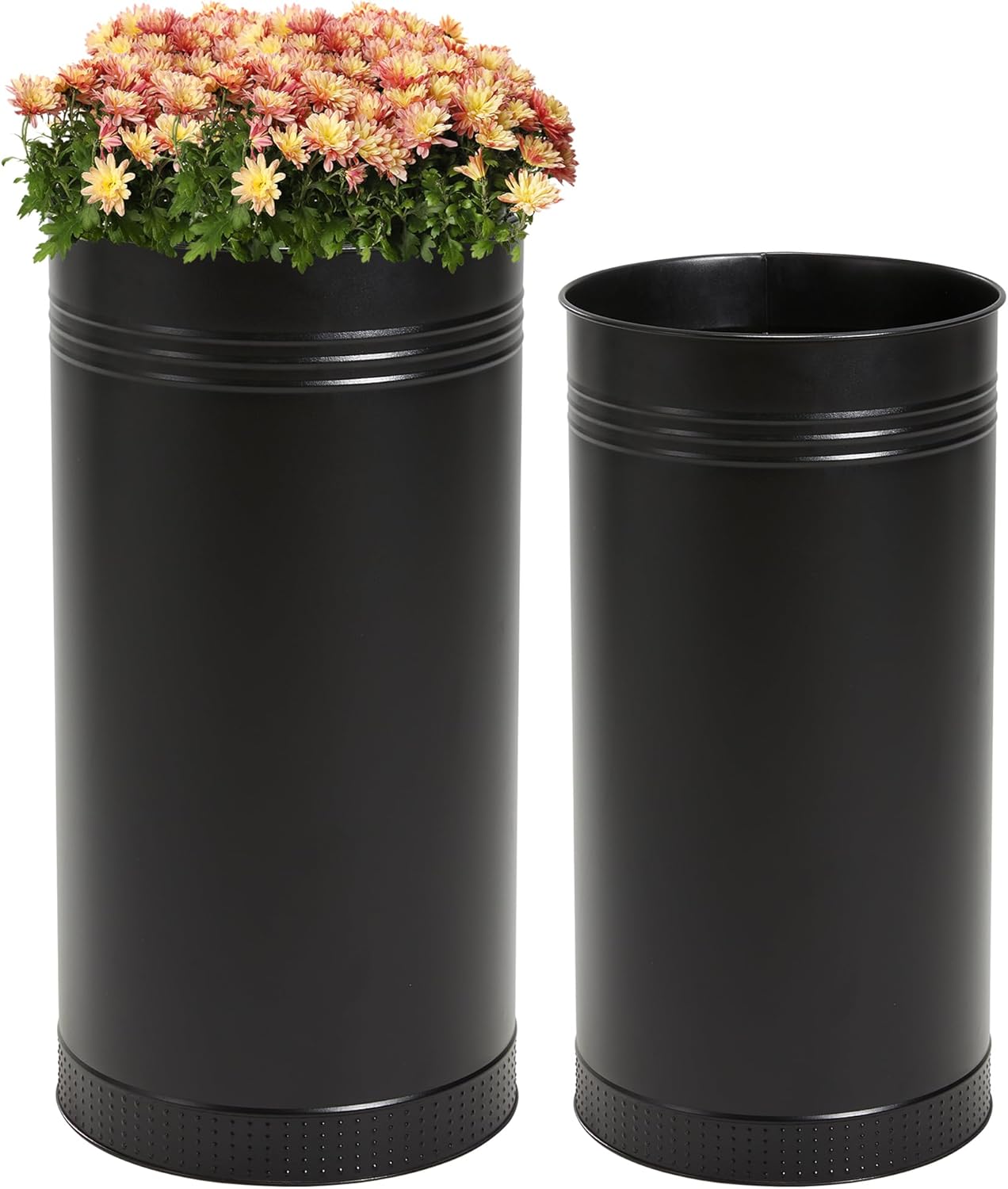 Amazon.com : KOL Galvanized Metal Steel Planter - 28'' & 24'' Tall Art ...