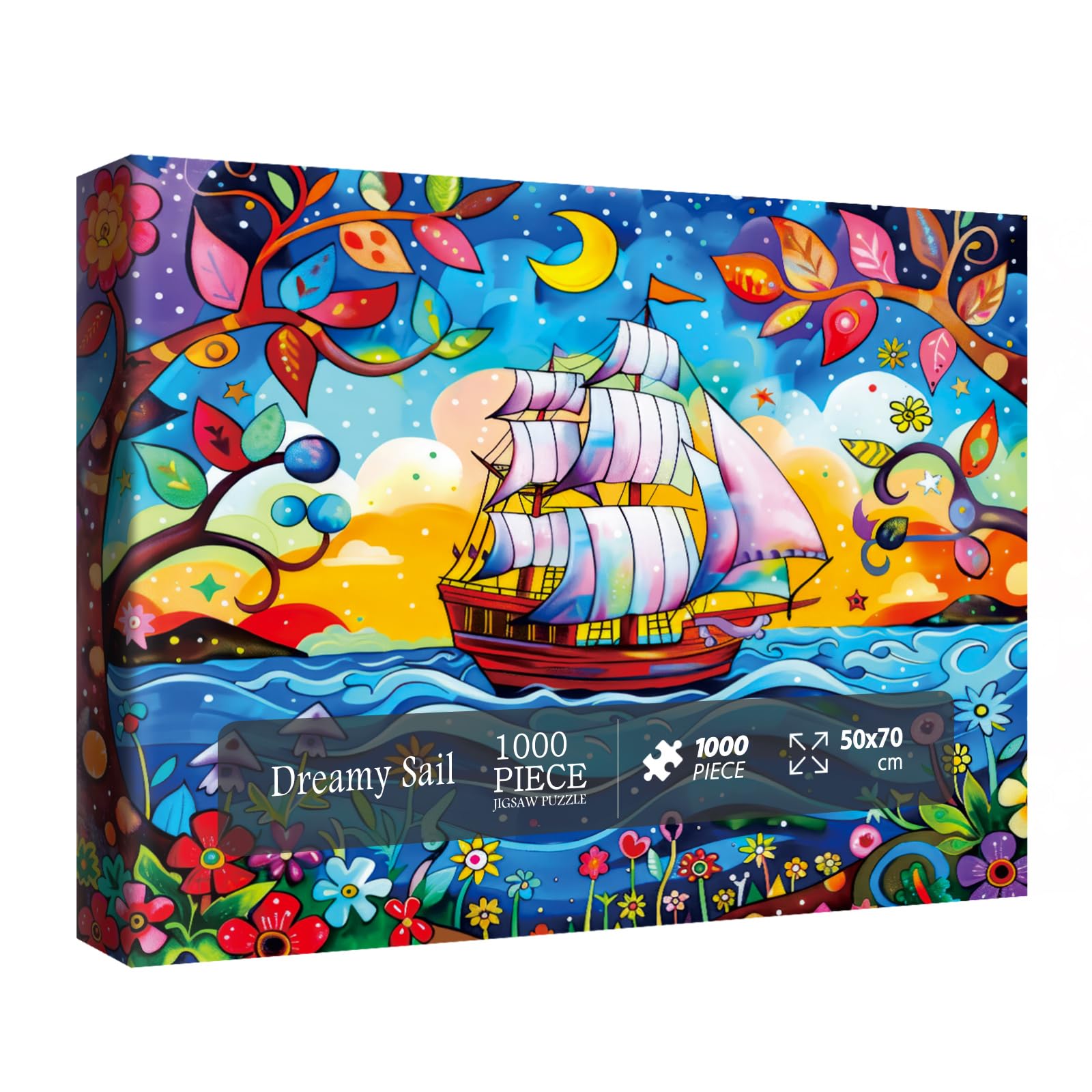 Amazon.com: Fantasy Ship Puzzles for Adults 1000 Pieces, Colorful Ocean ...