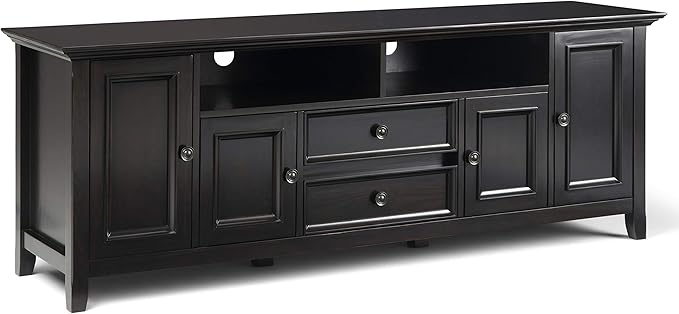 Amazon.com: SIMPLIHOME Amherst 72-inch Wide Solid Wood TV Stand in ...