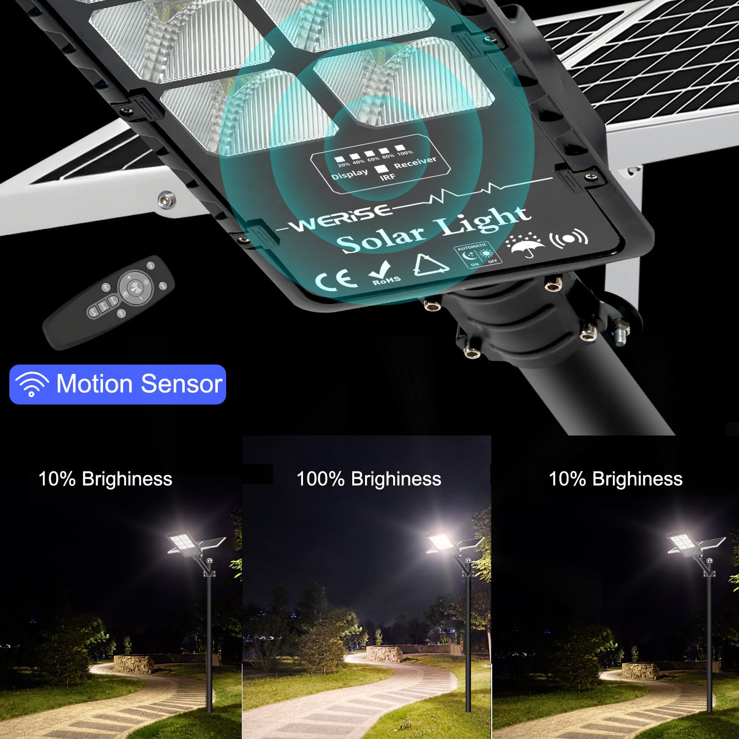 Motion Sencored Led Streetlights Pack Of 4 ** 300W LED Solar Street