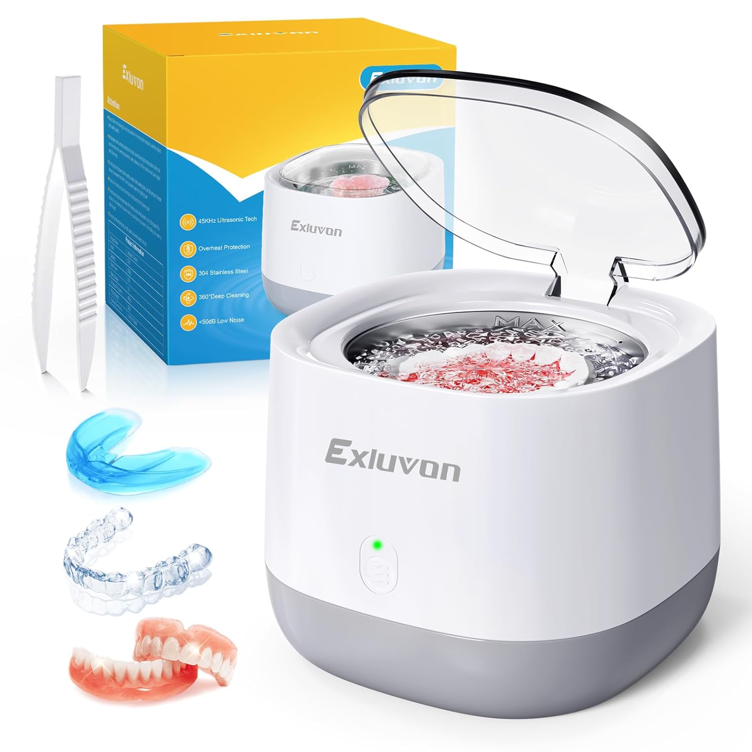 Amazon.com: Exluvon Ultrasonic Retainer Cleaner 45kHz, 250ML Portable ...