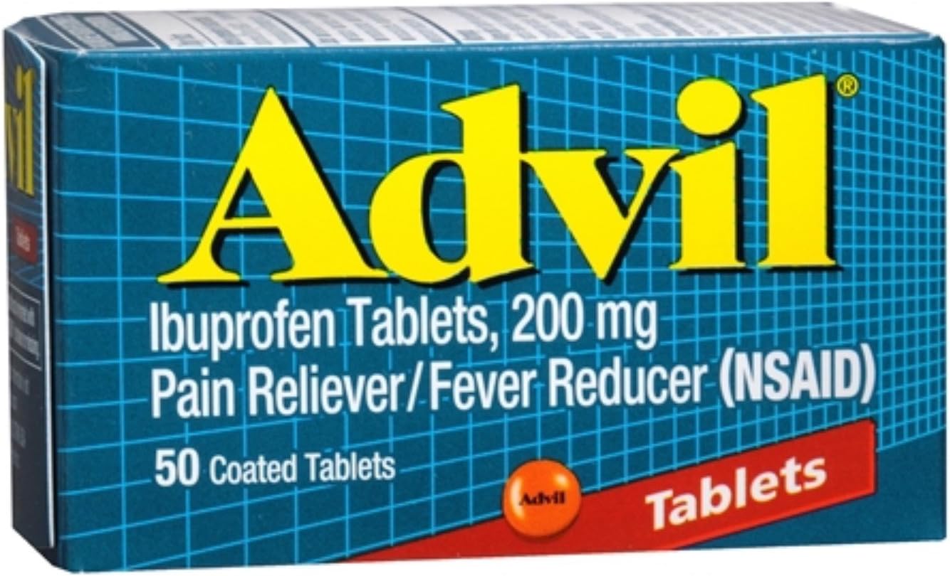 Amazon.com: Advil Pain Reliever/Fever Reducer 200 mg Coated Tablets 50 ...