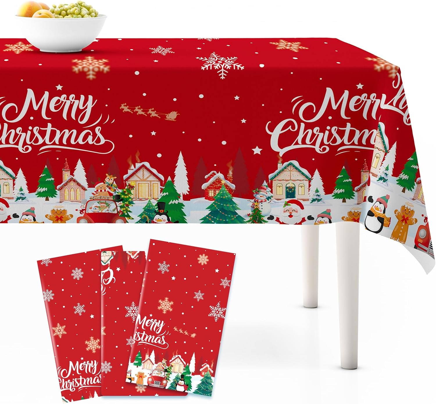 Amazon.com: Lknnxs Christmas Tablecloth 3Pack, Rectangle 54" x 108 ...