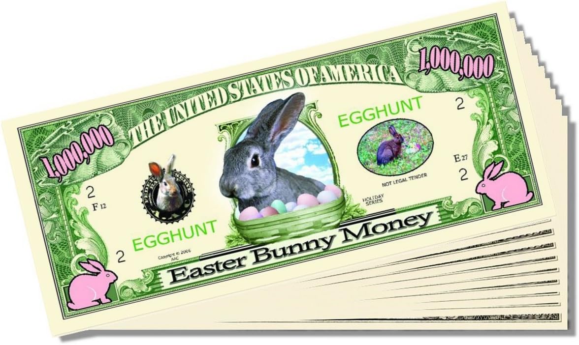 Amazon.com: Easter (Easter Bunny) Million Dollar Bill - Set of 25 With ...
