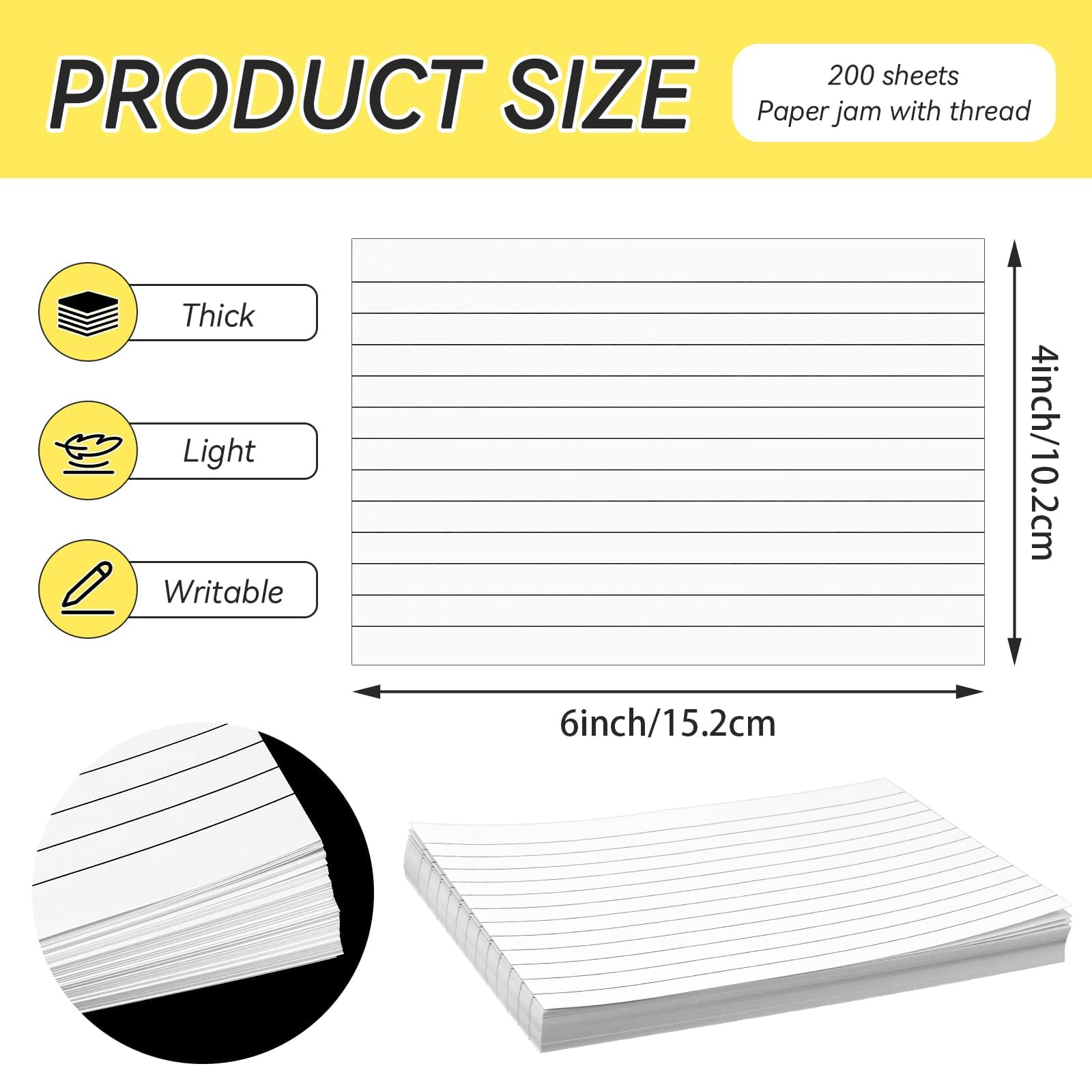 Snapklik.com : 200 PCS Index Cards 4x6, Ruled Flash Cards For Studying ...