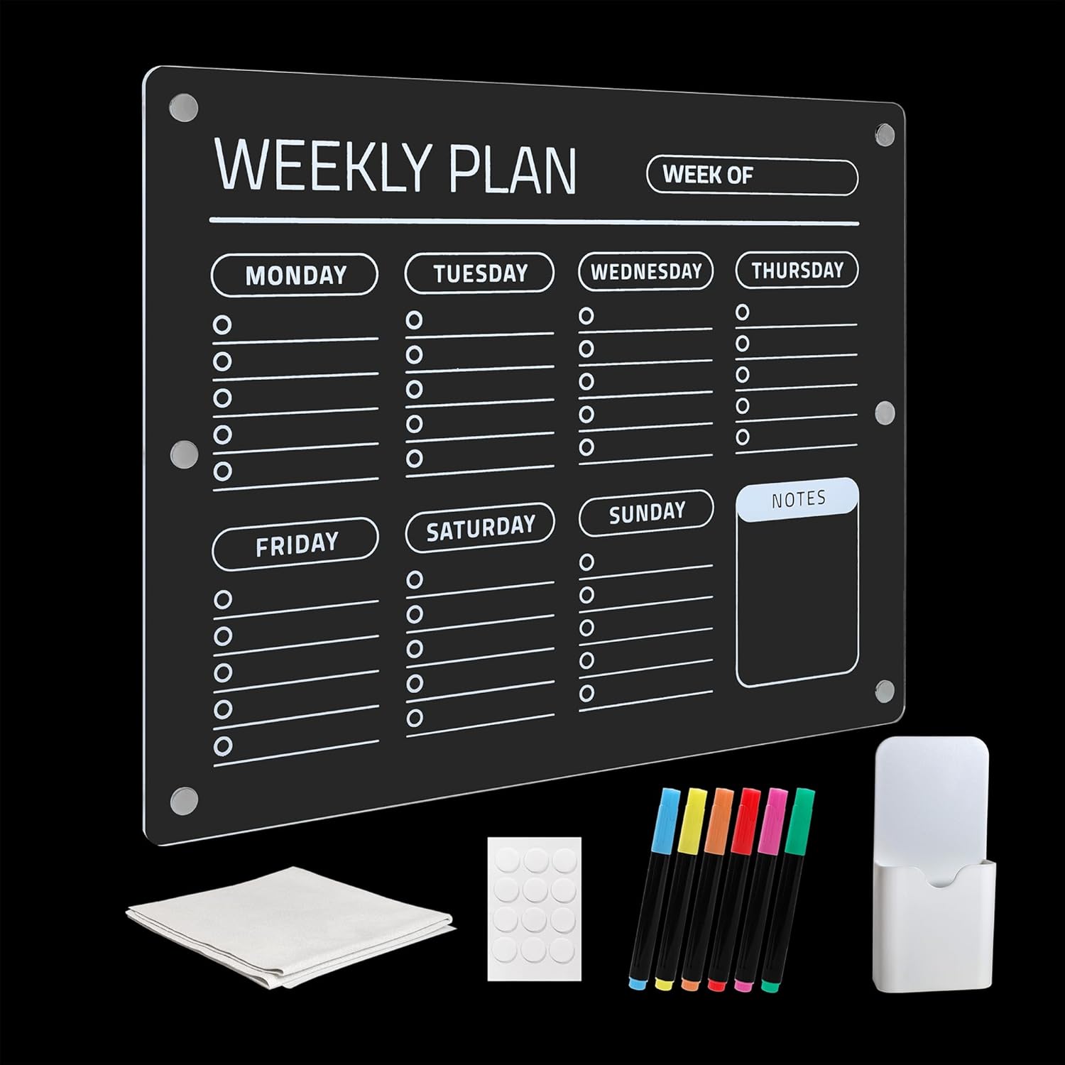Amazon.com : Magnetic Weekly Planning Board with Chalk Markers, Acrylic ...