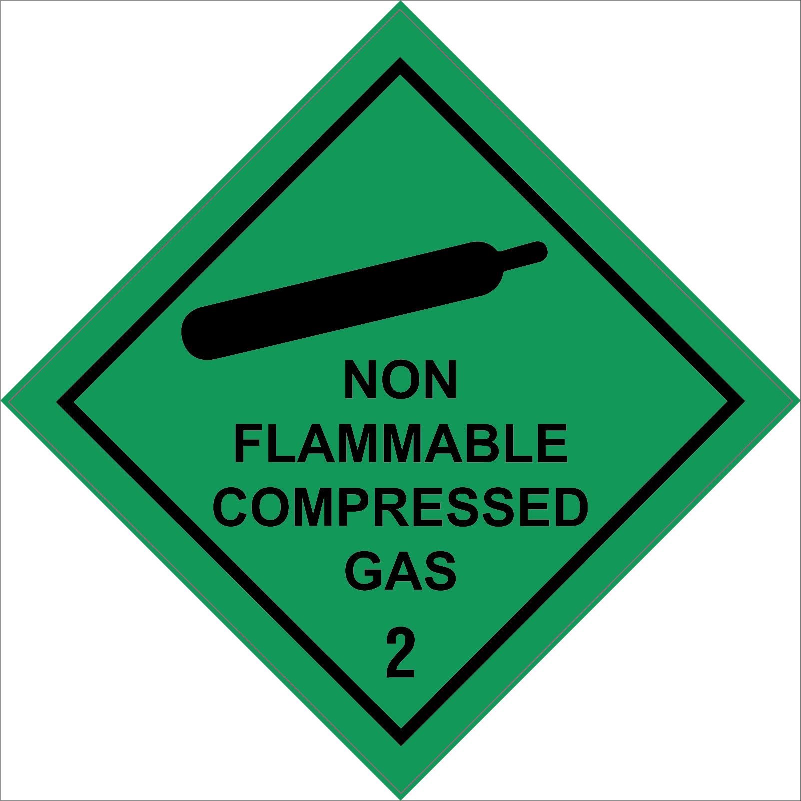 HA093 Hazard Sign NON FLAMMABLE COMPRESSED GAS 2 Signs 150mm x 150mm ...