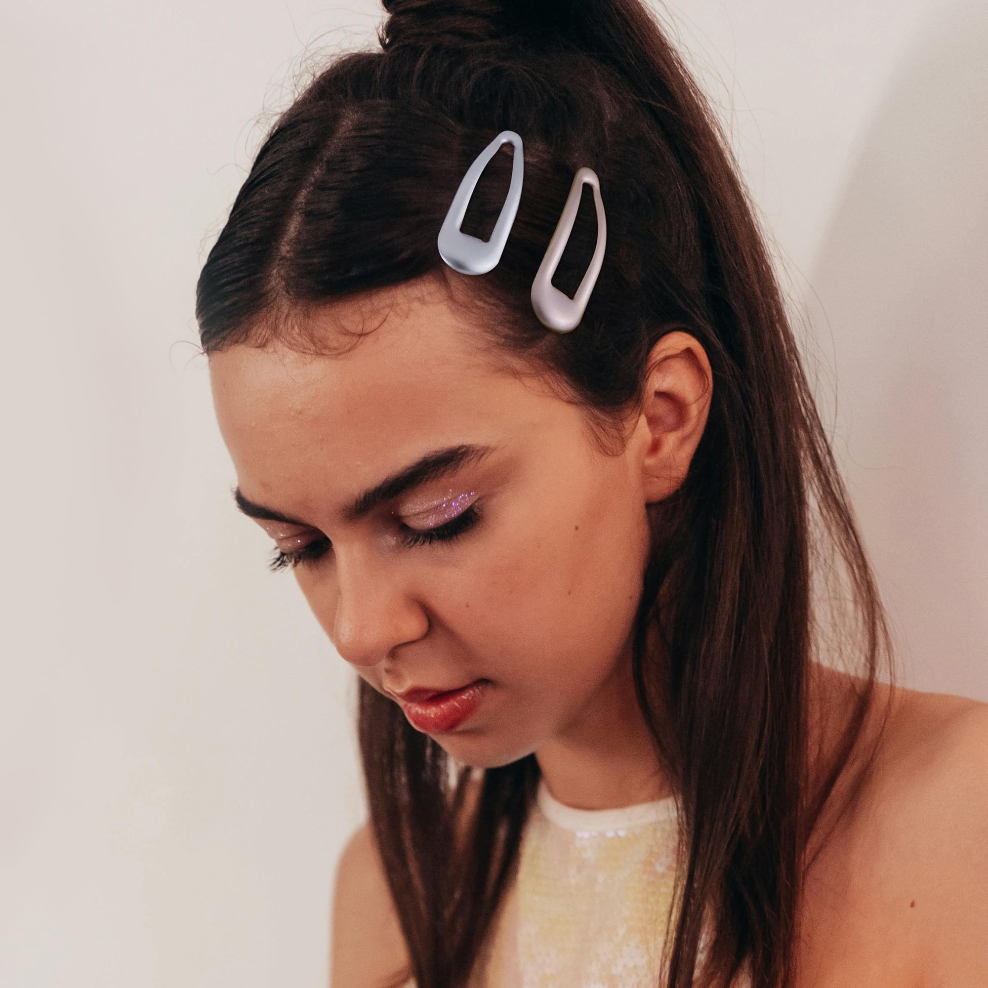Snapklik.com : Cptots 20 PCS Metal Snap Hair Clips Water Drop No Slip ...