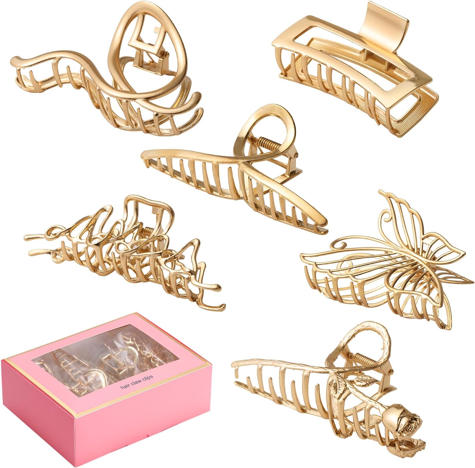 Amazon.com: LUKACY 6 Pack Large Metal Hair Claw Clips - 4 Inch, Perfect ...