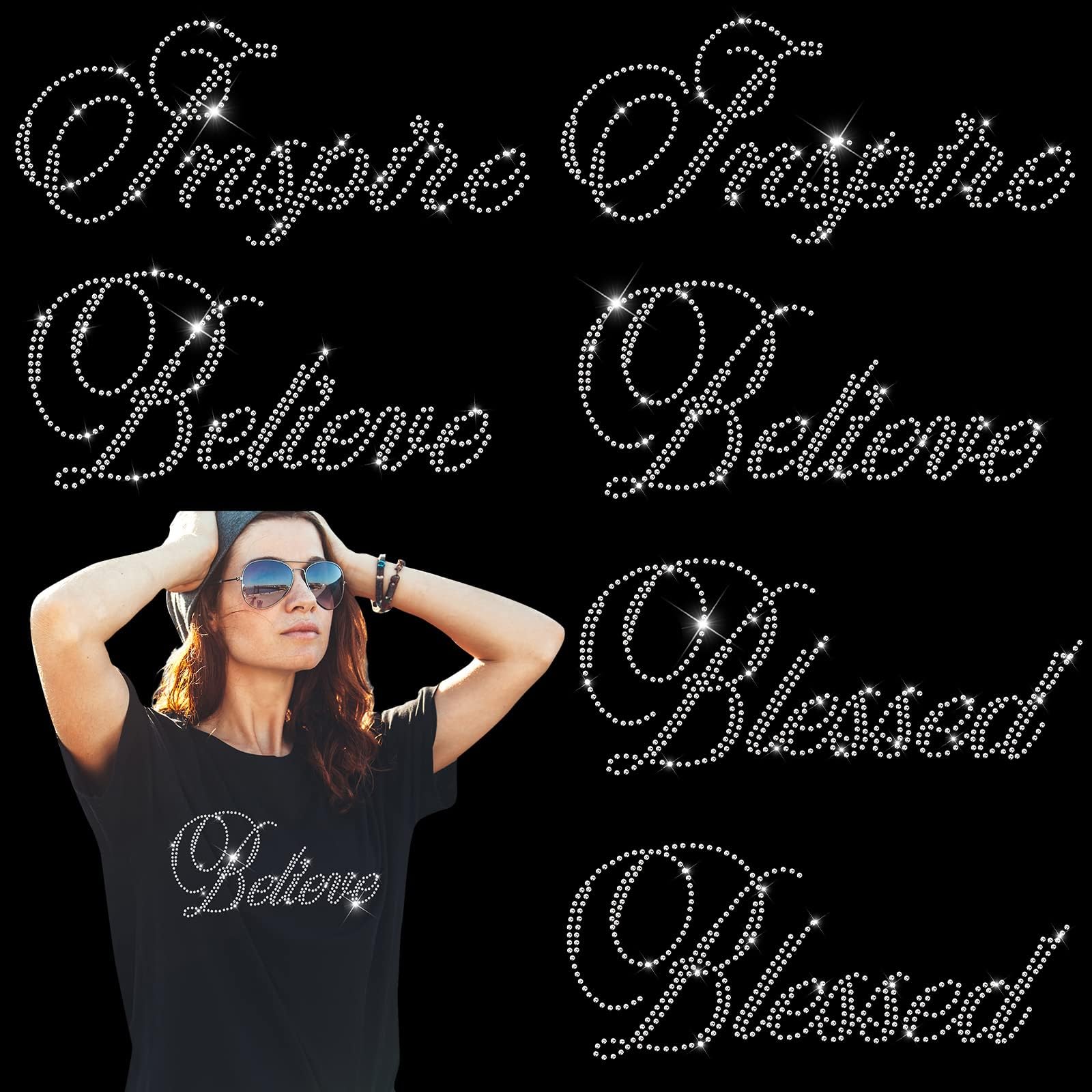 Amazon.com: Elegant Custom Word Sparkly Personalized Bling Text Iron On Clear Rhinestone Crystal ...