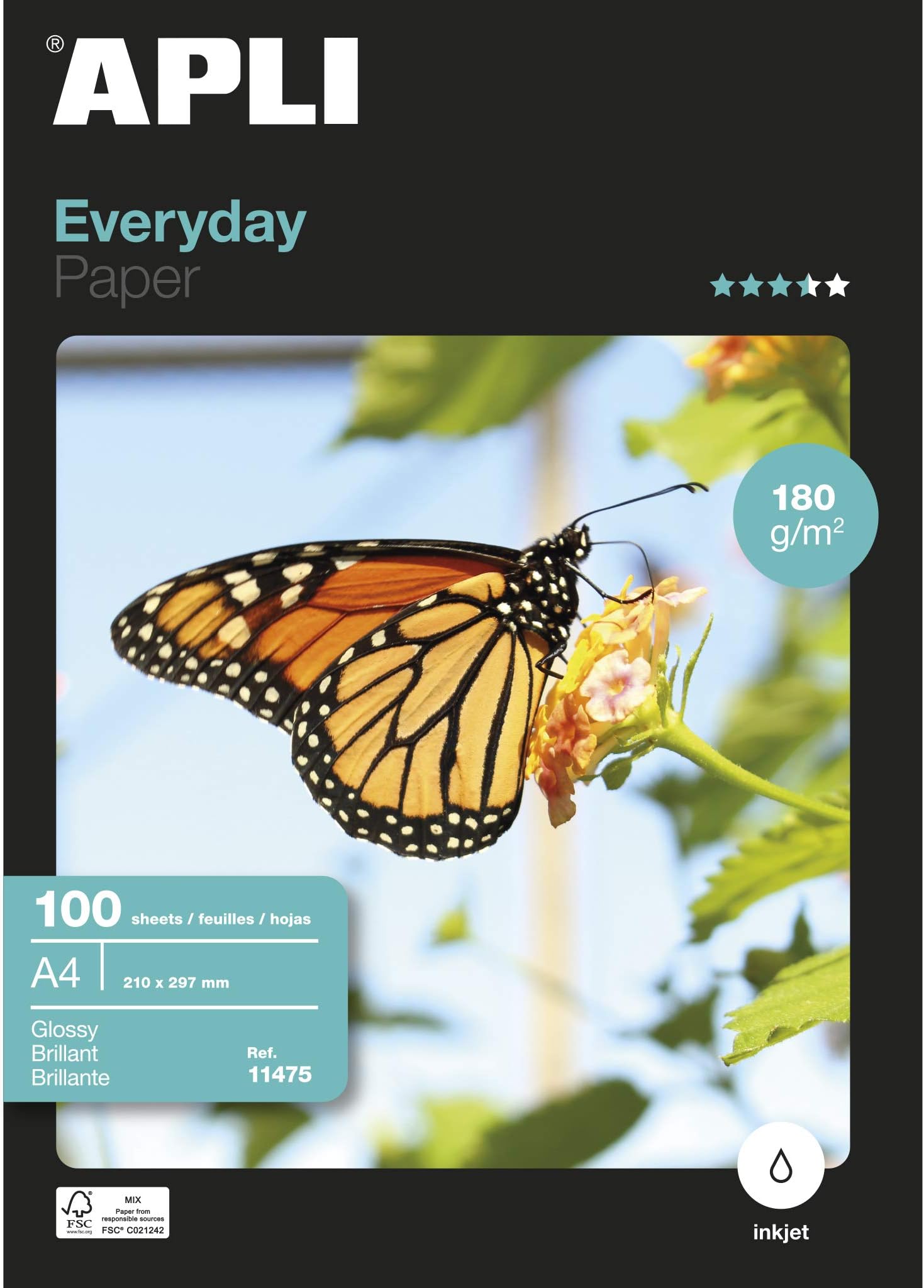 Apli Everyday Paper Glossy 180gsm A4 Ref 11475 [100 Sheets] : Amazon.co ...