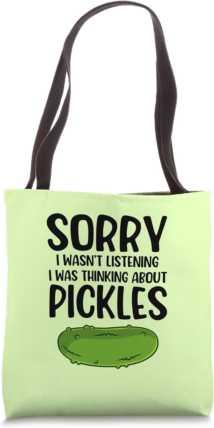 Amazon.com: Thinking About Pickles Pickle Lover Tote Bag : Clothing ...