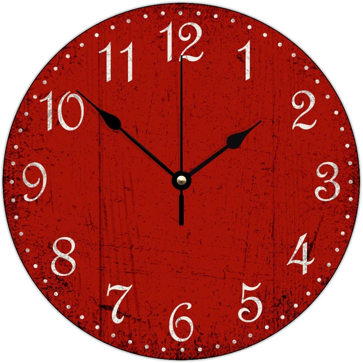 Amazon.com: HIGOSS Vintage Red Wall Clock, 12 Inch Silent Battery ...