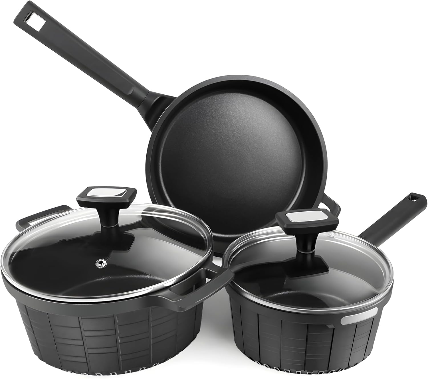 Amazon.com: Tieplis Pots and Pan Set, 5-Piece Cookware Sets with Lids ...