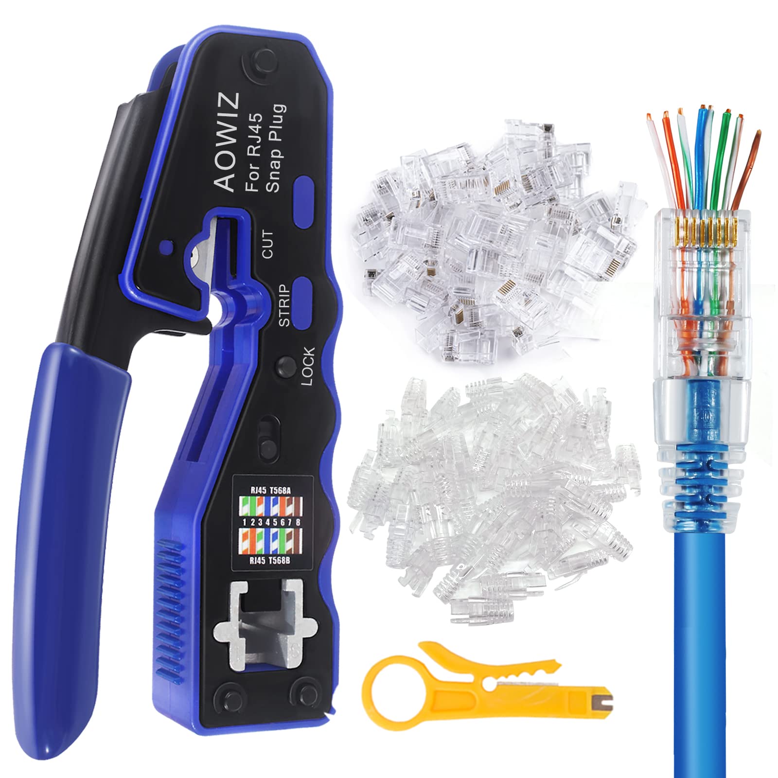 Rj45 Crimp Tool Black 50 Pcs Rj45 Cat6 Connectors Protection ...