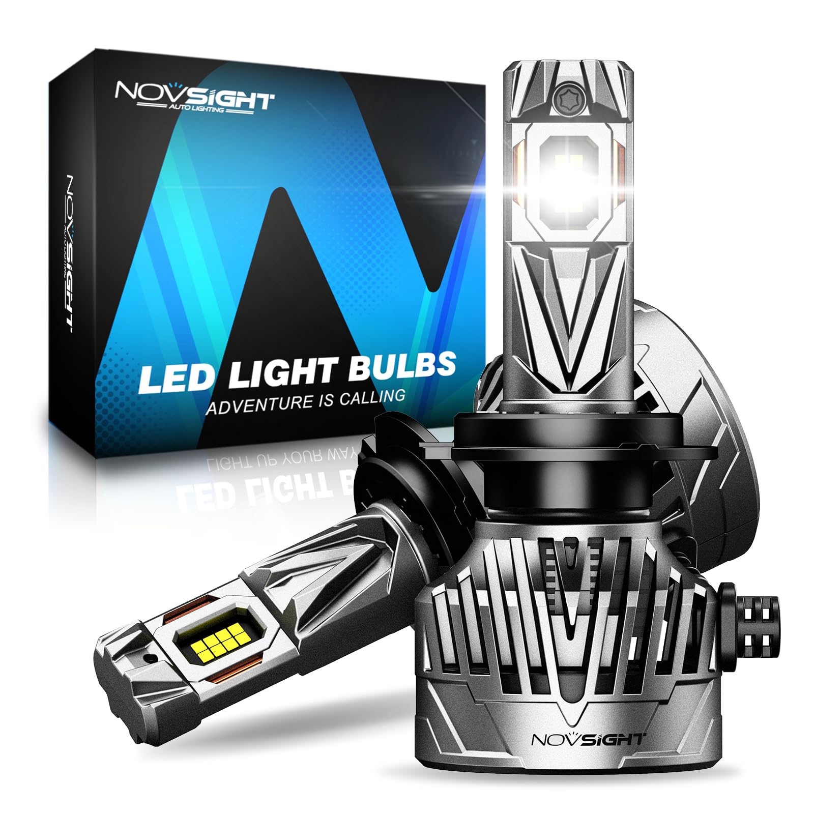 NOVSIGHT H7 LED Headlight Bulbs - 40000LM 130W H7 Headlight Bulbs with ...