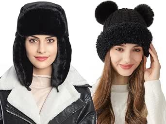Amazon.com: Peicees Russian Ushanka for Womens Winter Trapper Hat with ...