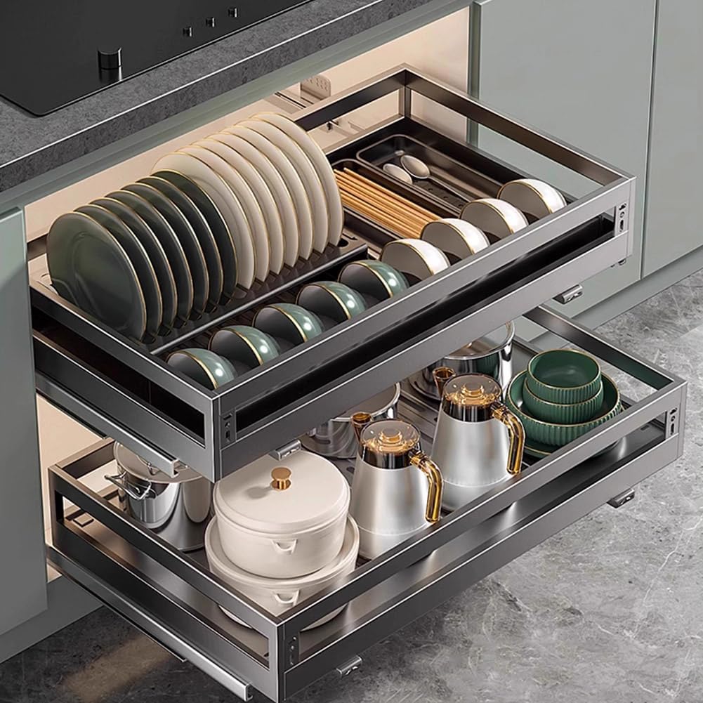 Amazon.com: Pull Out Cabinet Organizer Stainless Steel Slide Out ...