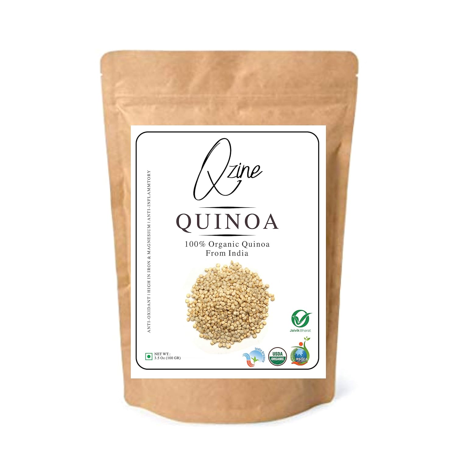 Qzine 100% USDA Certified Organic Quinoa Pouch, 1000 g : Amazon.in ...