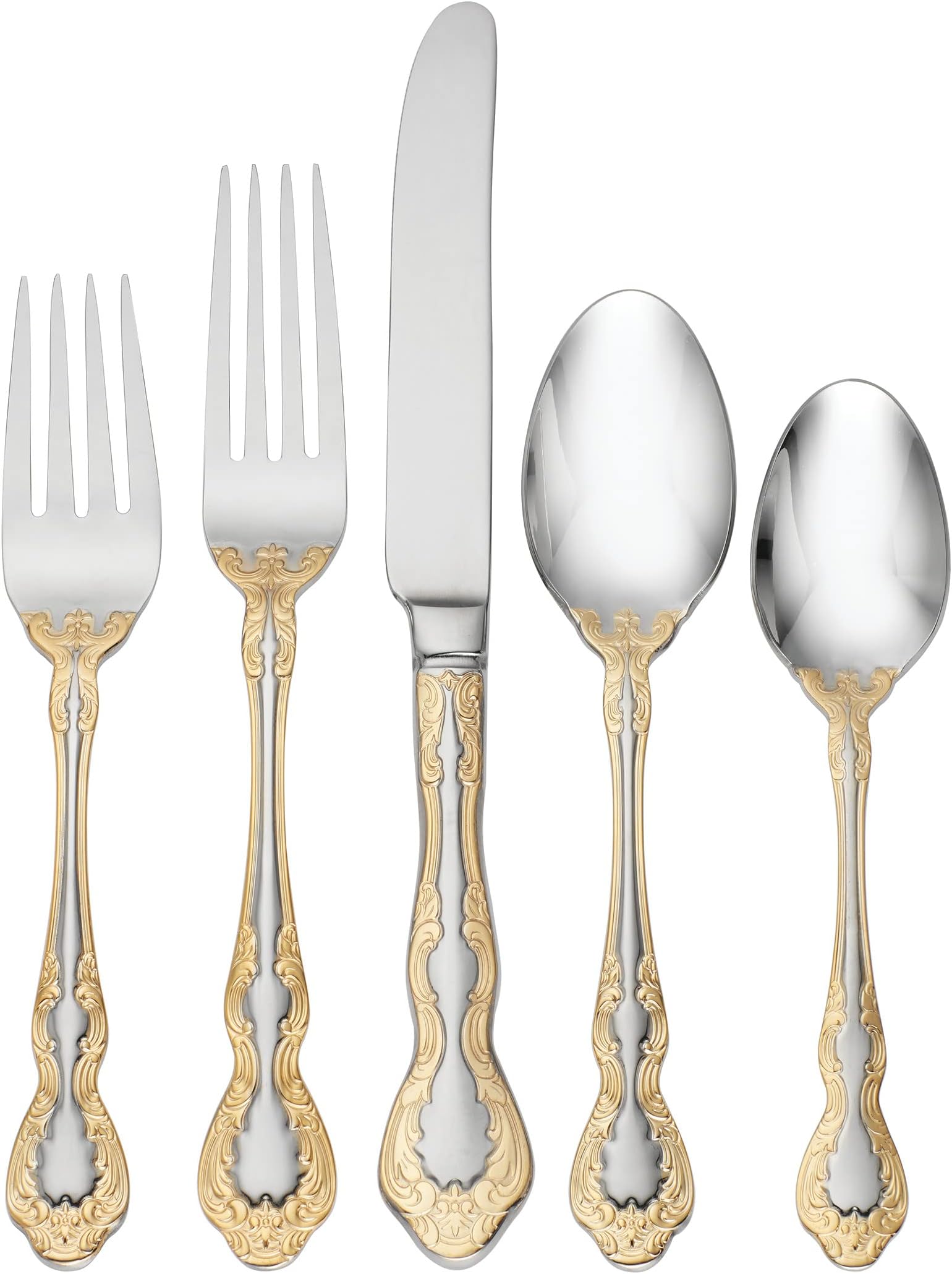 Amazon.com | Oneida Golden Mandolina 45 Piece Fine Flatware Set ...