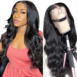 MsSunlight 13x4 HD Lace Front Wig Human Hair 180% Density 24 Inch Body Wave Human Hair ...