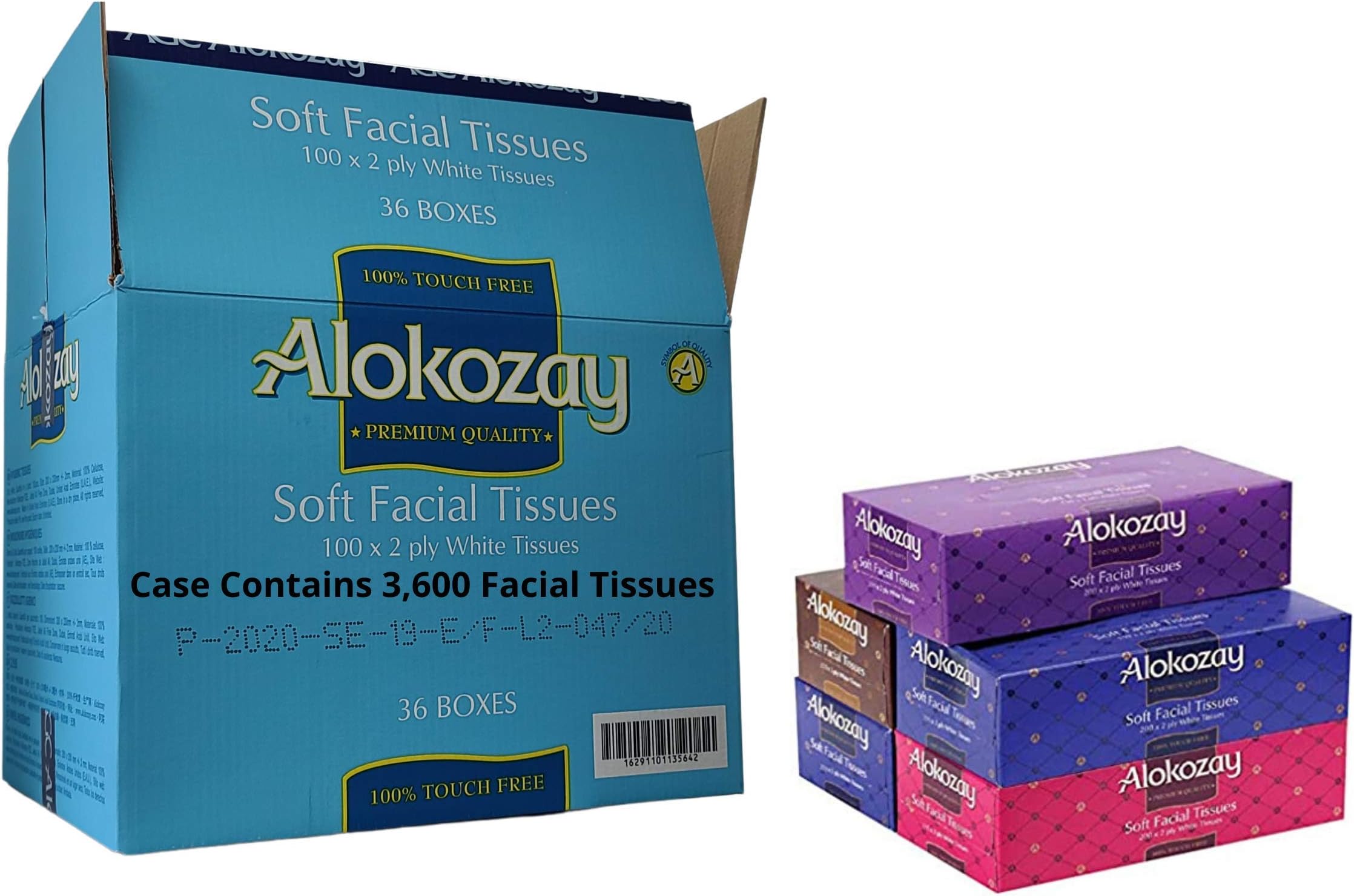 Alokozay Soft Paper Facial Tissues, 36 Boxes/Case, 100 Tissues/Box ...