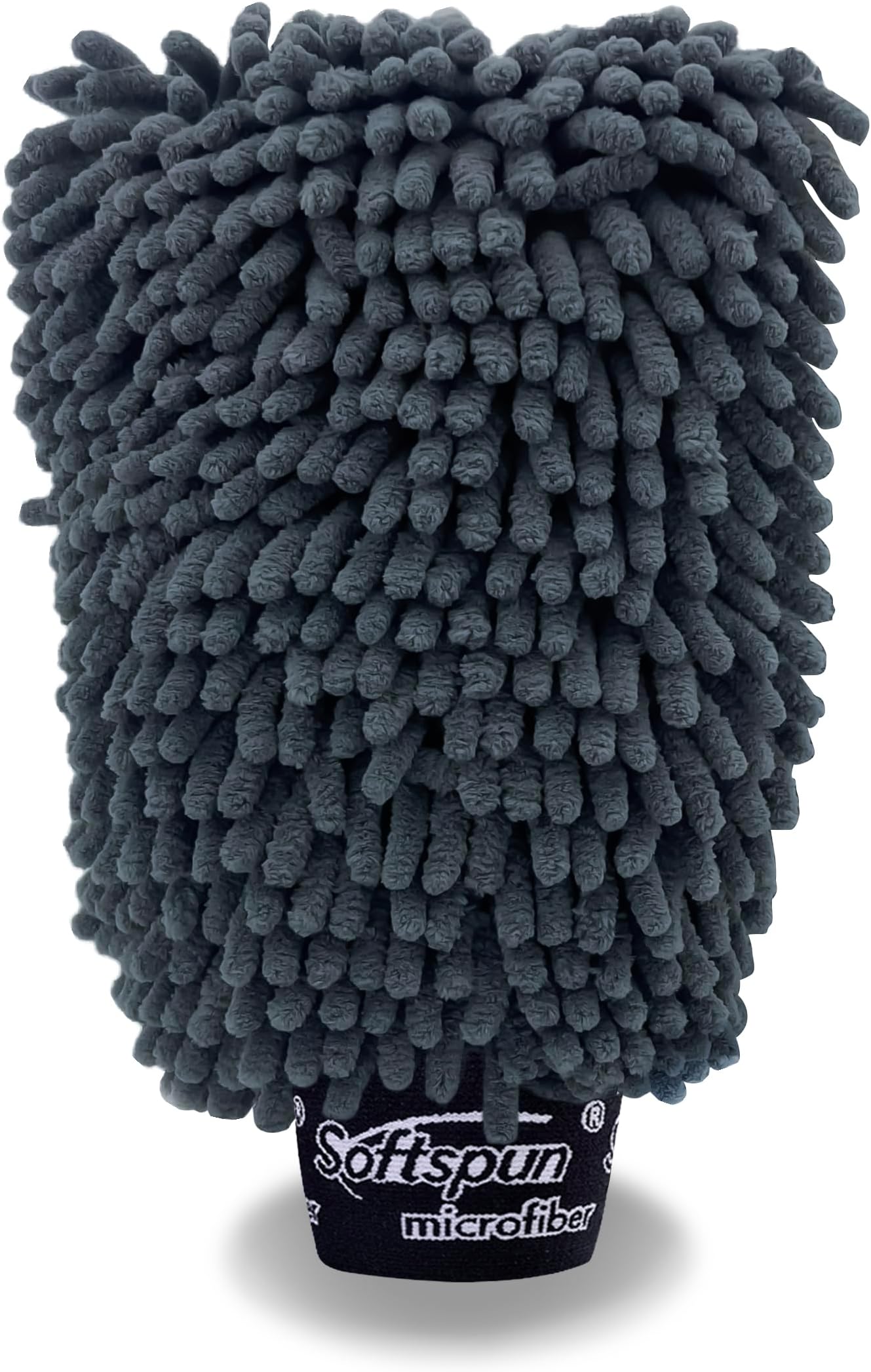SOFTSPUN Microfiber Chenille & Glass Cloth Mitt, 1 Piece 1700 GSM Grey ...