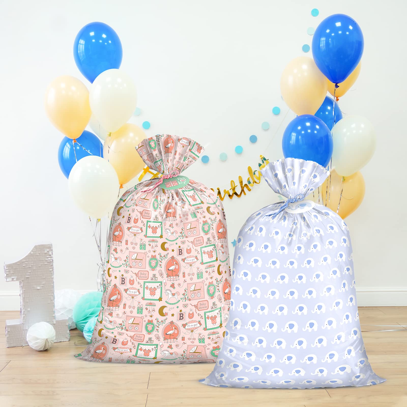 Snapklik.com : WRAPAHOLIC 56" Large Baby Girl Plastic Gift Bag - Pink ...