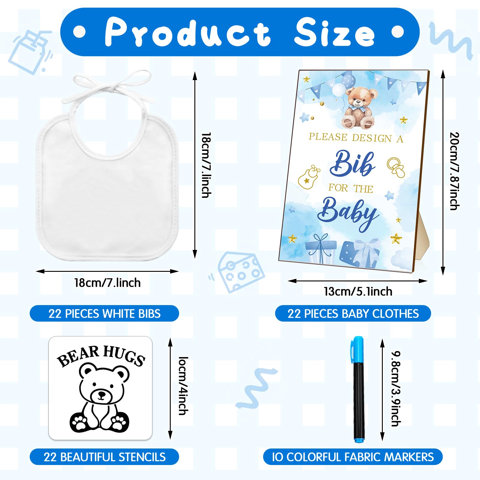 Snapklik.com : Newwiee 55 Pcs White Bibs For Baby Decorating Design A ...