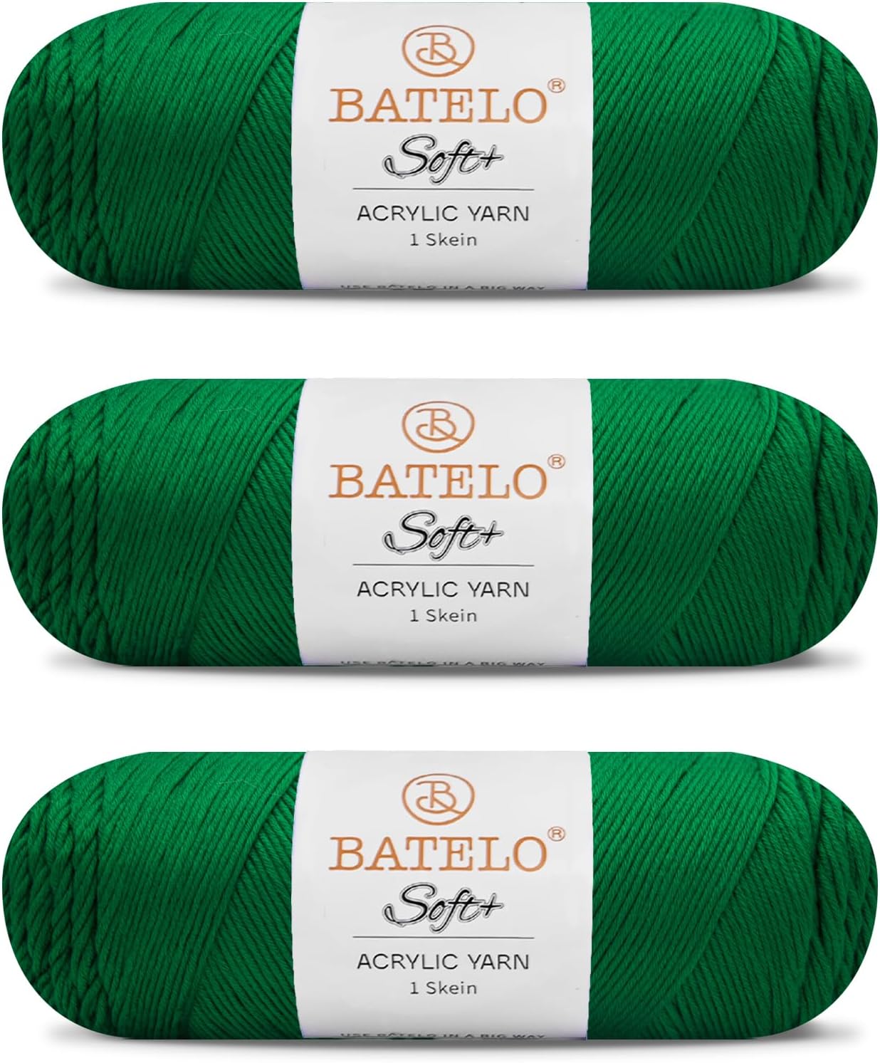 Amazon.com: BATELO Soft Emerald Green Yarn 1008 Yards - 3 Pack Acrylic ...