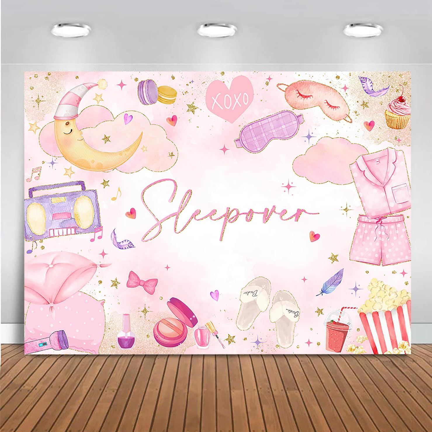 Amazon.com : Mocsicka Sleepover Party Backdrop Slumber Party Supplies ...