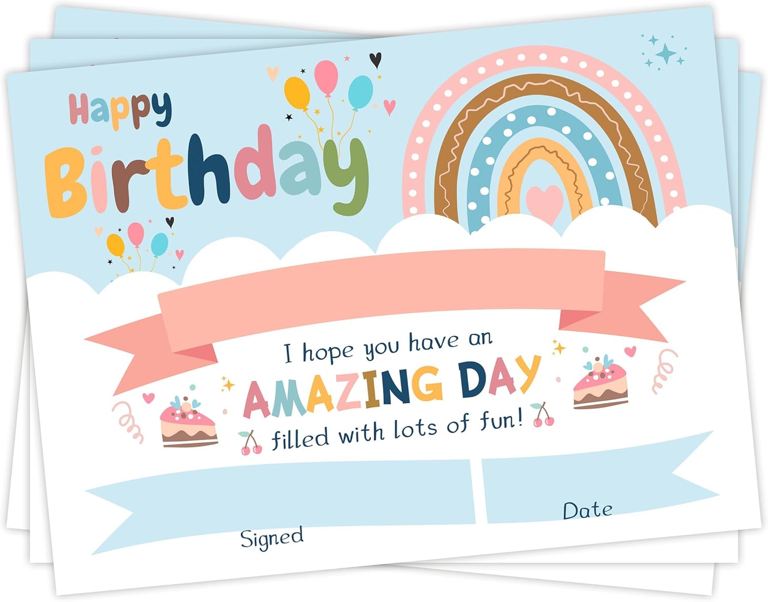 Lesnala 50 PCS Boho Birthday Printable Certificates for Kids Classroom ...