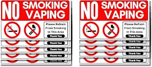Amazon.com: No Smoking & No Vaping Sticker Sign - 10 Pack 10 x 7 in ...