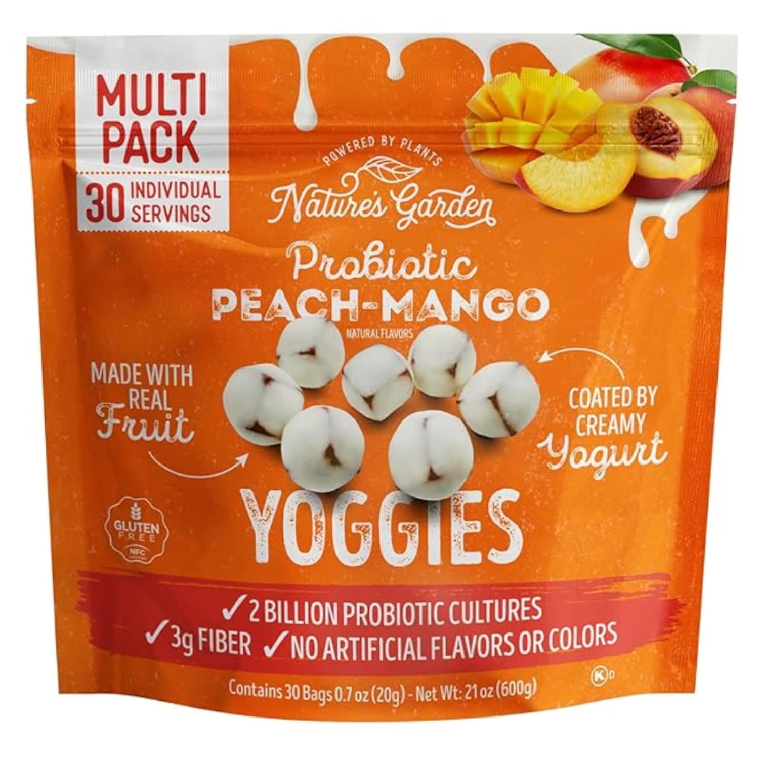 Amazon.com : Nature's Garden Probiotic Peach Mango Yoggies, 21oz (30 x ...