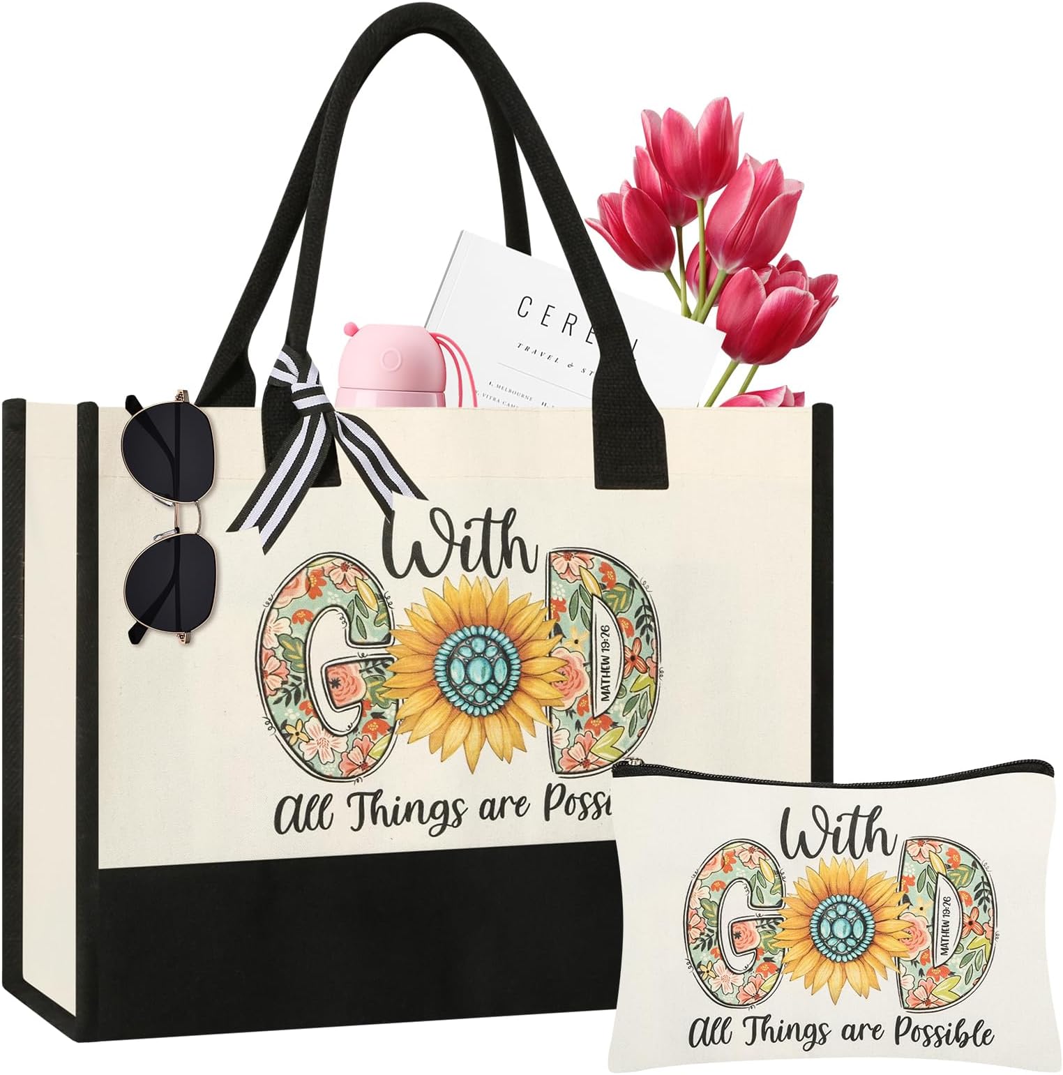 Amazon.com: Huhumy 4 Pcs Religious Tote Bags for Women Christian ...
